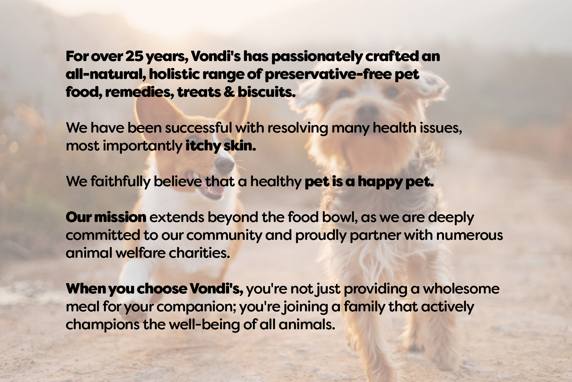 Holistic Pet Nutrition | Vondi's | Natural Pet Food South Africa